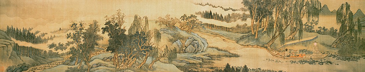 Handscroll depicting a landscape with the colophon poem, Fishing in Willow Brook, Chinese